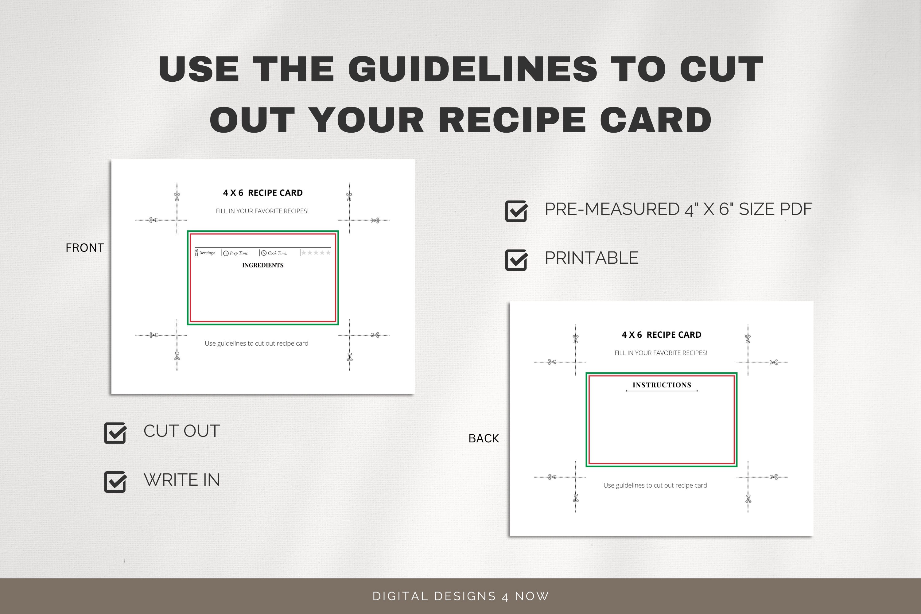 Italy Recipe Card Template, Minimalist Recipe Printable, DIY Recipe ...