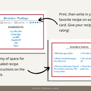 England Recipe Card Template, Minimalist Recipe Printable, DIY Recipe ...