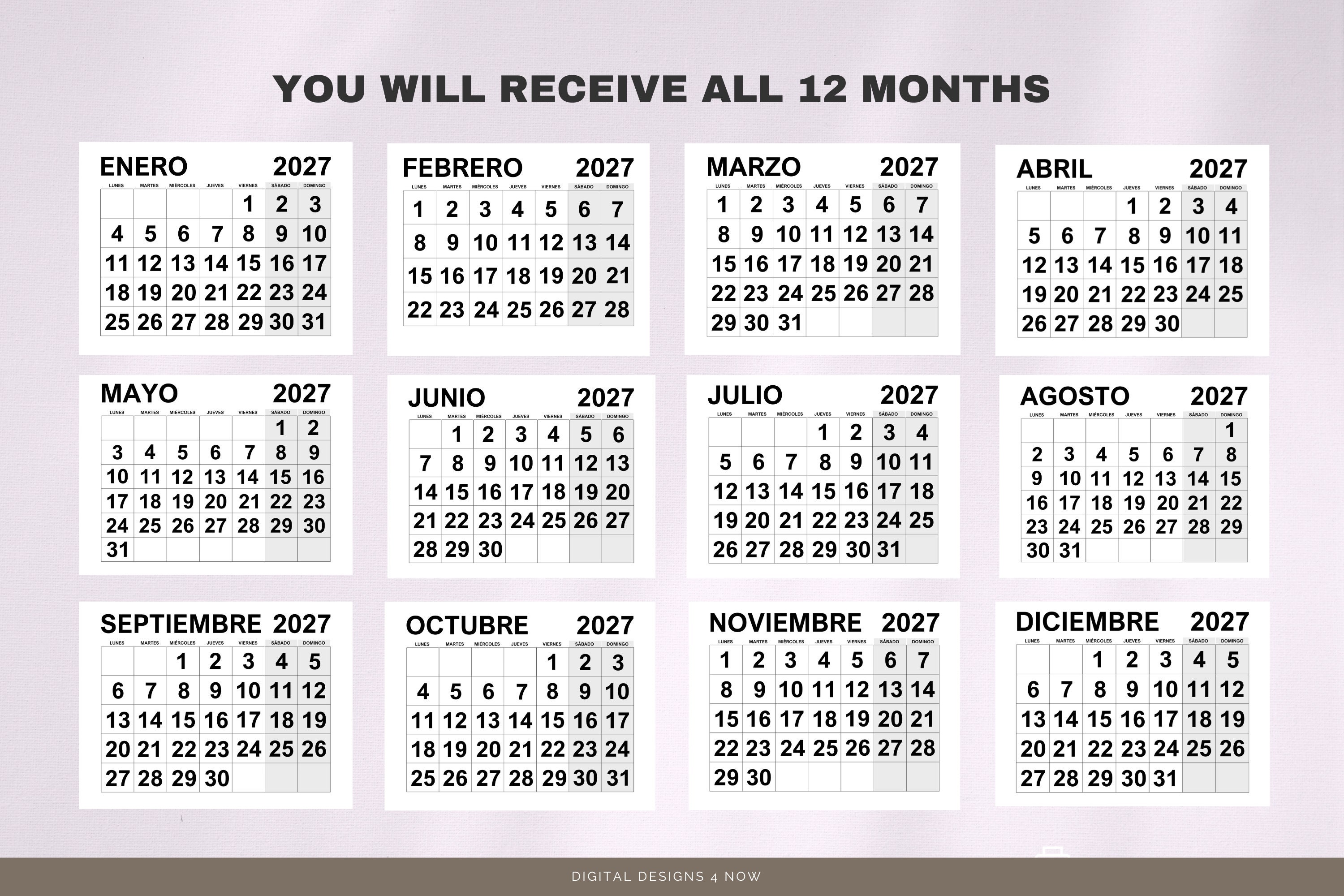 Calendario 2027 En Español | Printable 2027 Spanish Calendar | Inicio ...