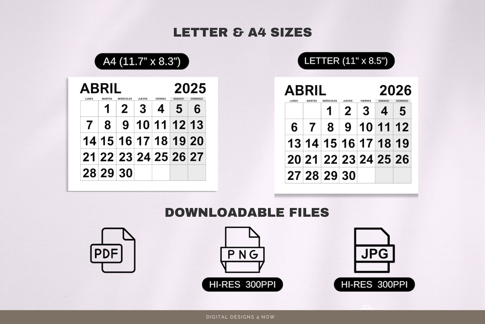 Calendarios 2025 Y 2026 En Español Printable 2025 & 2026 Spanish ...