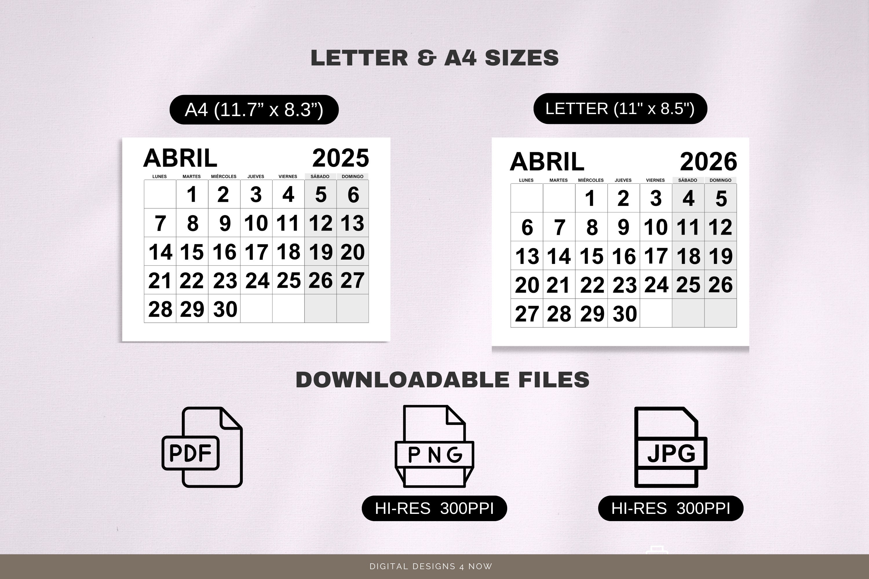 Calendarios 2025 Y 2026 En Español | Printable 2025 & 2026 Spanish ...