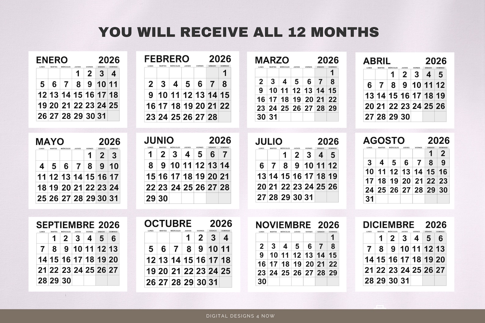 Calendario 2026 En Español | Printable 2026 Spanish Calendar | Inicio ...