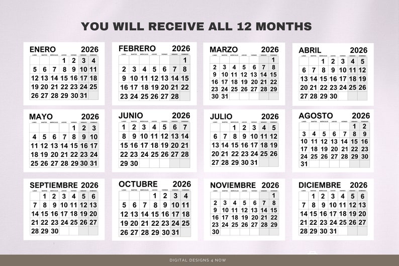 Calendario 2026 En Español | Printable 2026 Spanish Calendar | Inicio ...