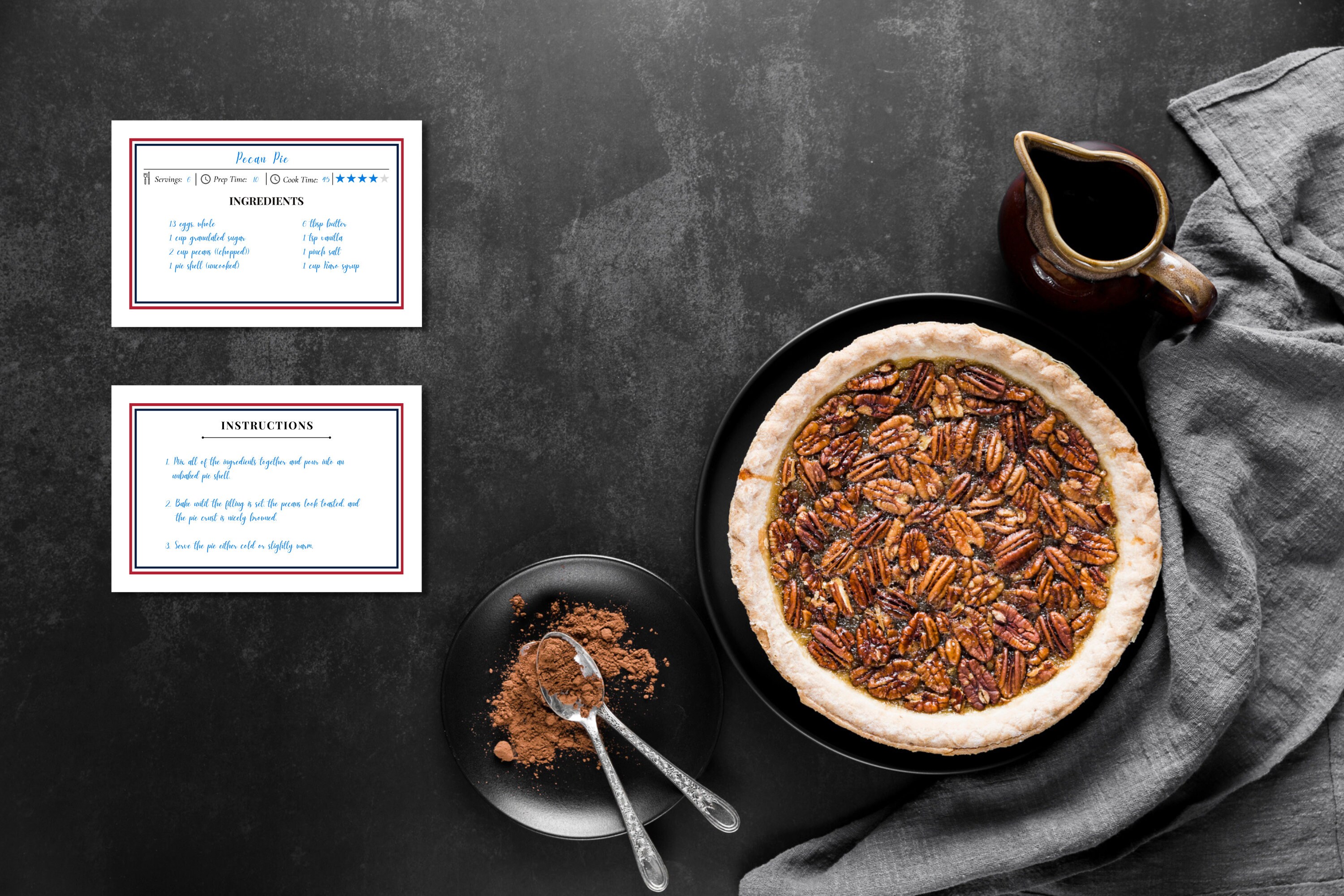 USA Recipe Card Template, Minimalist Recipe Printable, DIY Recipe Card ...