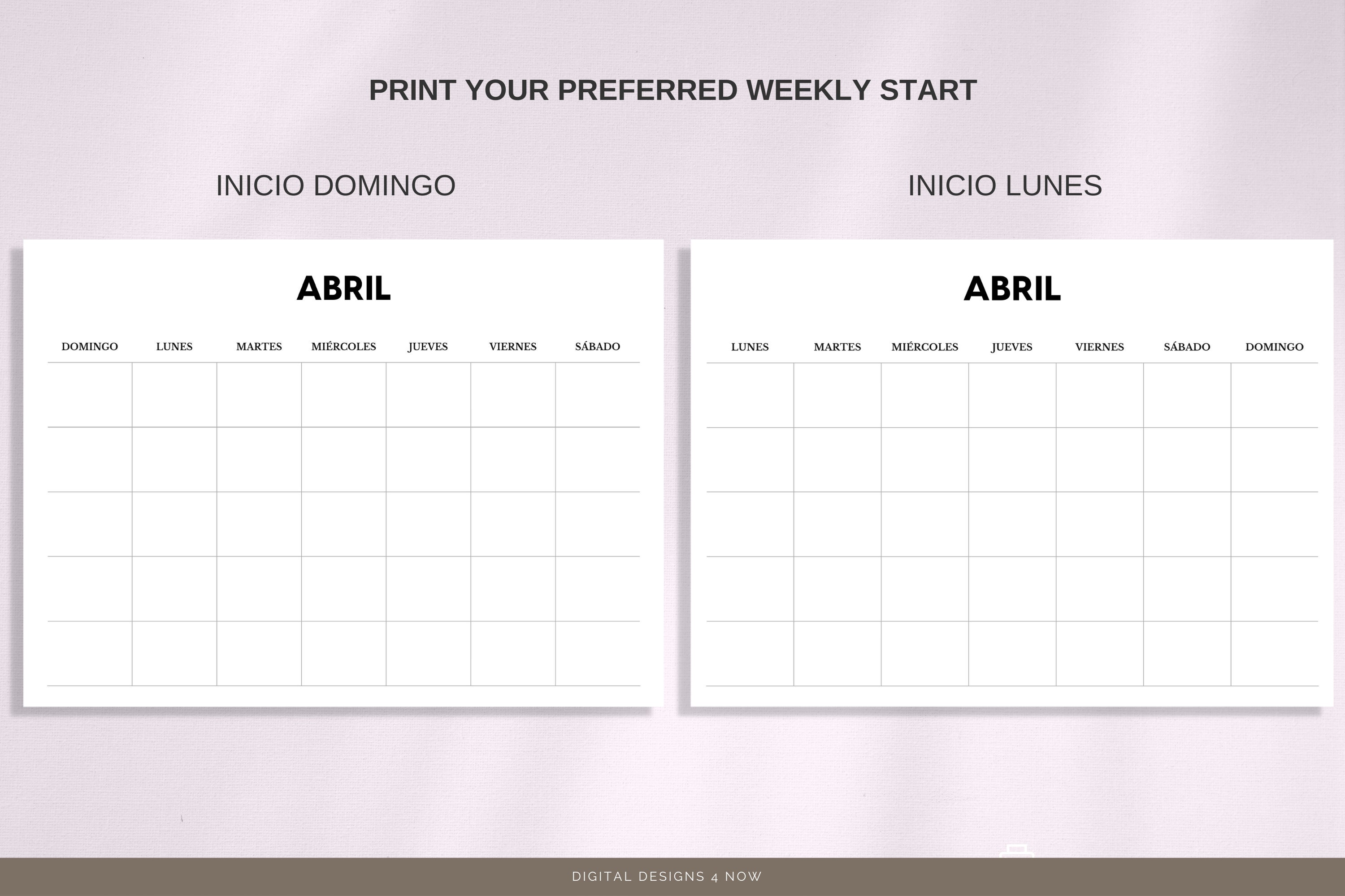 Calendario Perpetuo Español | Spanish Perpetual Calendar | Calendario ...