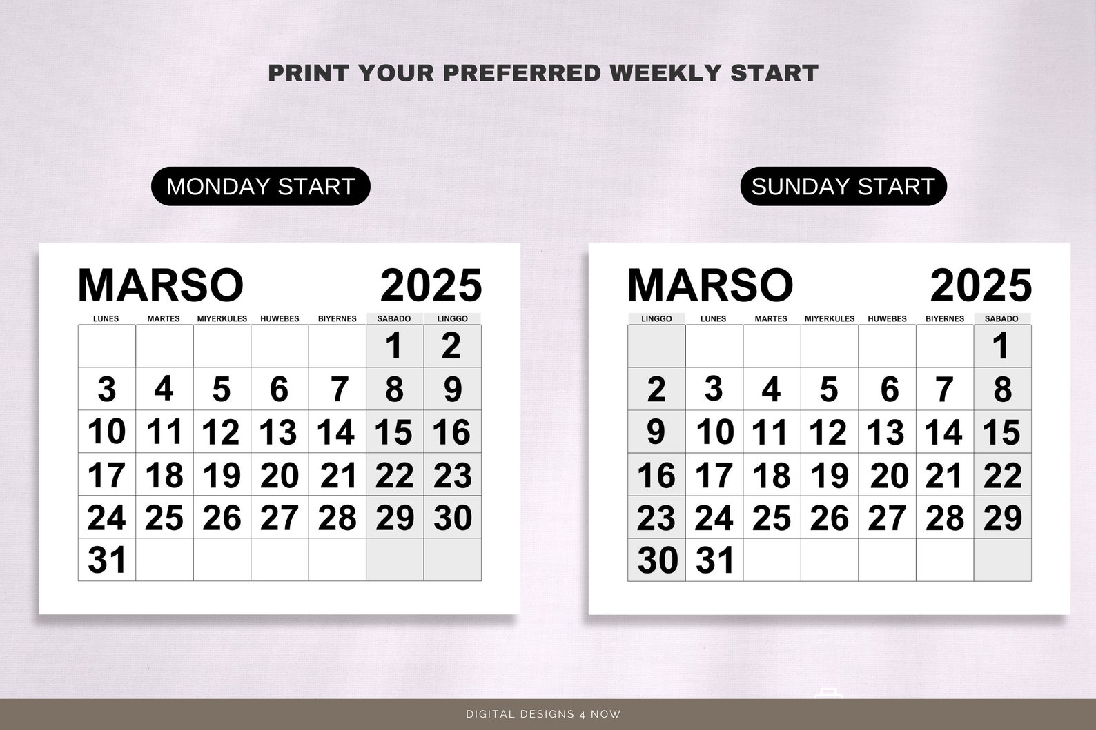 Tagalog 2025 Kalendaryo PDF | Printable 2025 Filipino Calendar | Monday ...