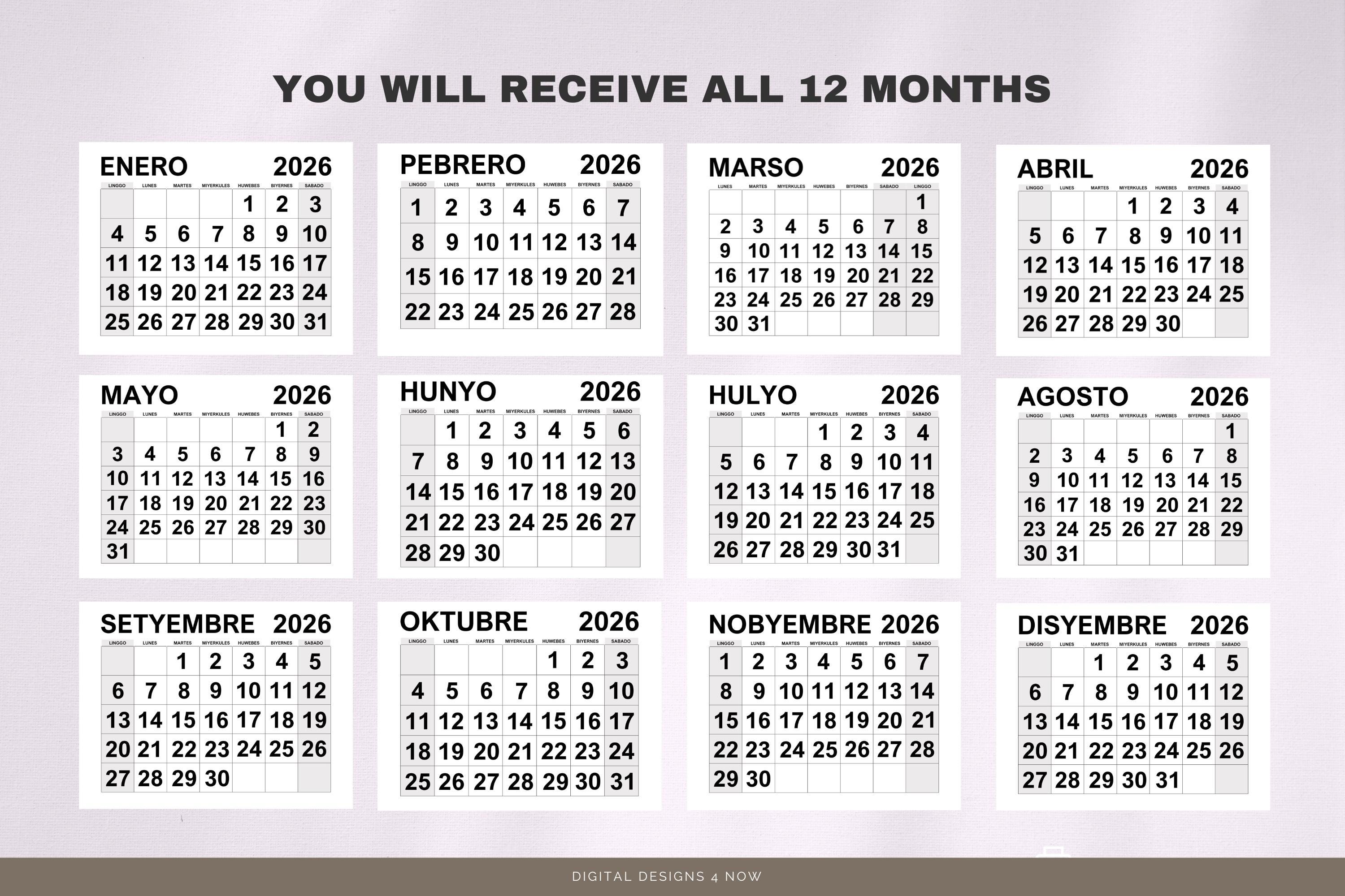 Kalendaryo Ng 2025 at 2026 Sa Tagalog | Printable 2025, 2026 Filipino ...