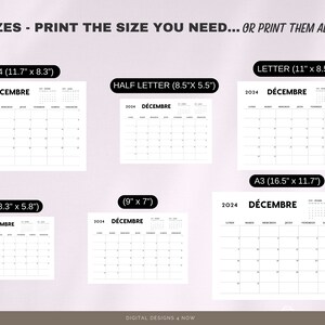 Calendrier 2024 Imprimable Printable 2024 French Calendar Lettre / A4 ...