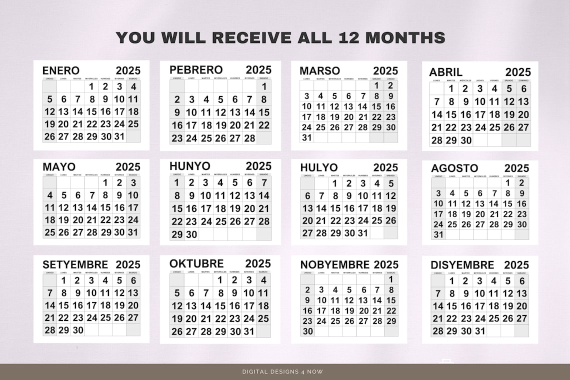 Tagalog 2025 Kalendaryo PDF | Printable 2025 Filipino Calendar | Monday ...
