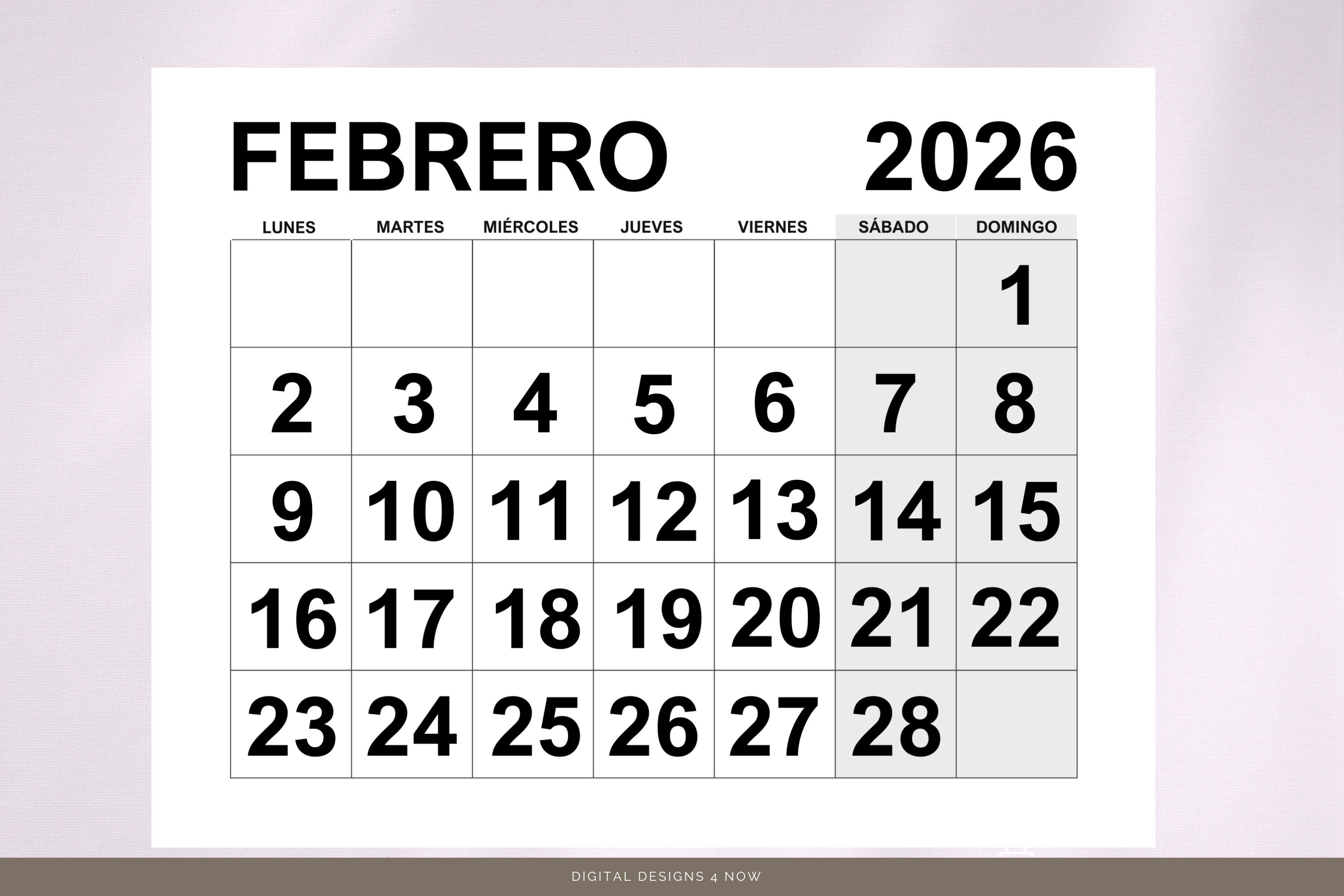 Calendario 2026 En Español | Printable 2026 Spanish Calendar | Inicio ...