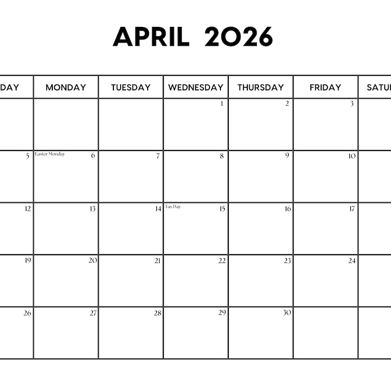 April Monday Start - Etsy