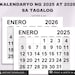 Kalendaryo Ng 2025 at 2026 Sa Tagalog | Printable 2025, 2026 Filipino ...