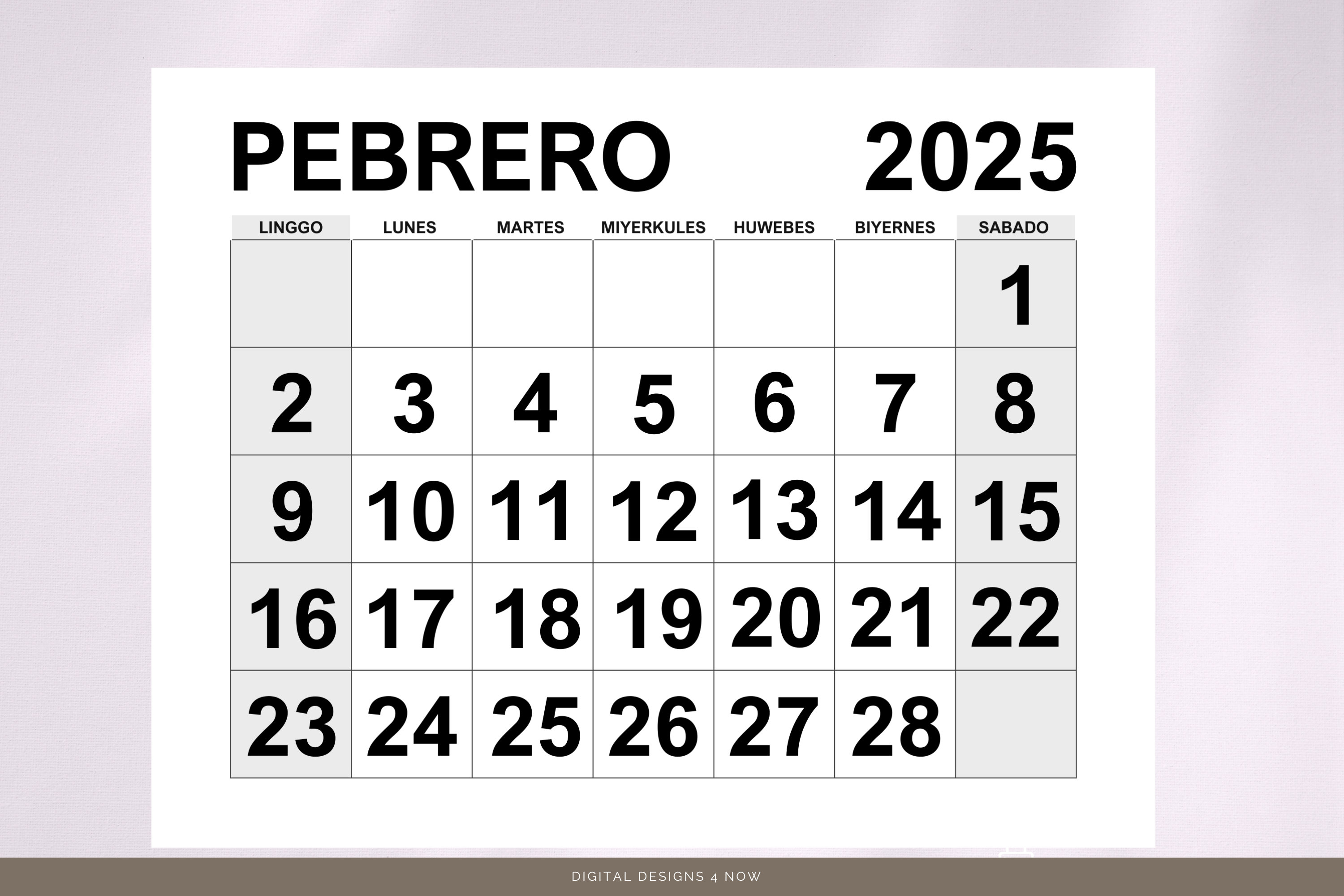 Tagalog 2025 Kalendaryo PDF | Printable 2025 Filipino Calendar | Monday ...