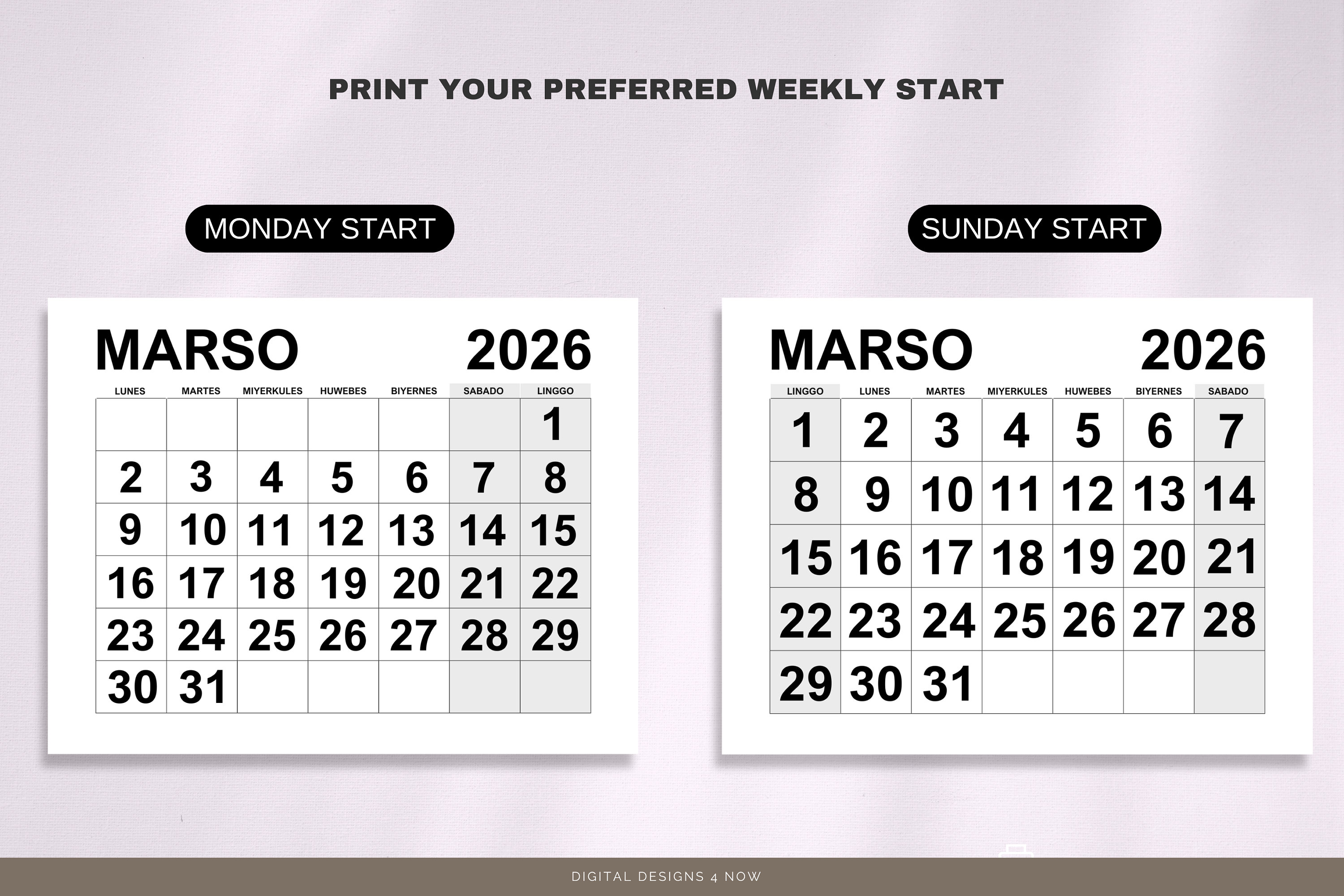 Tagalog 2026 Kalendaryo PDF | Printable 2026 Filipino Calendar | Monday ...