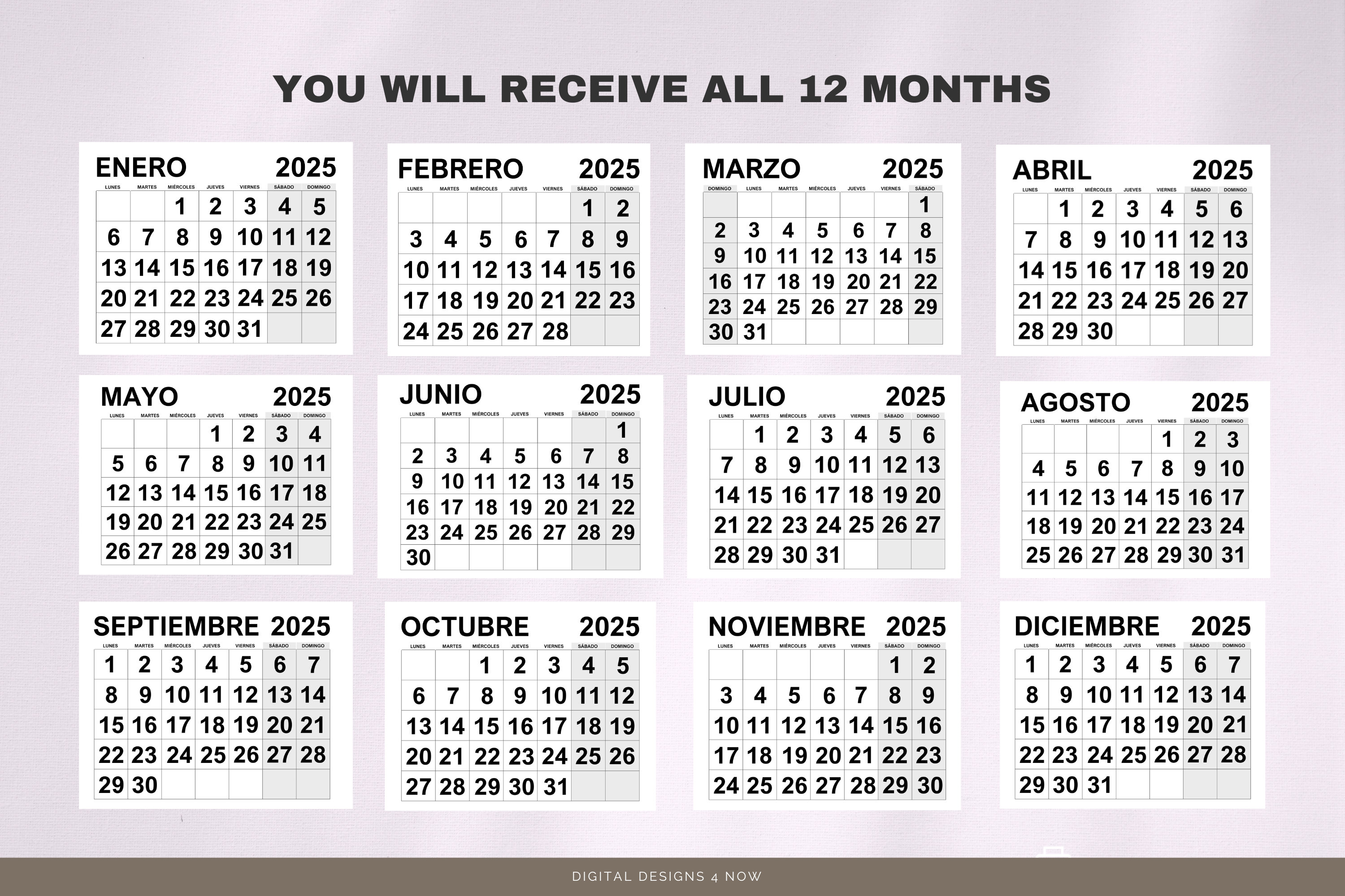 Calendario 2025 En Español | Printable 2025 Spanish Calendar | Inicio ...