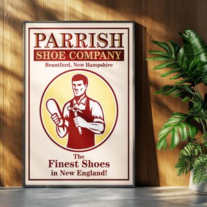 Jumanji Movie Poster: Parrish Shoe Company Robin Williams Retro Ad Home ...