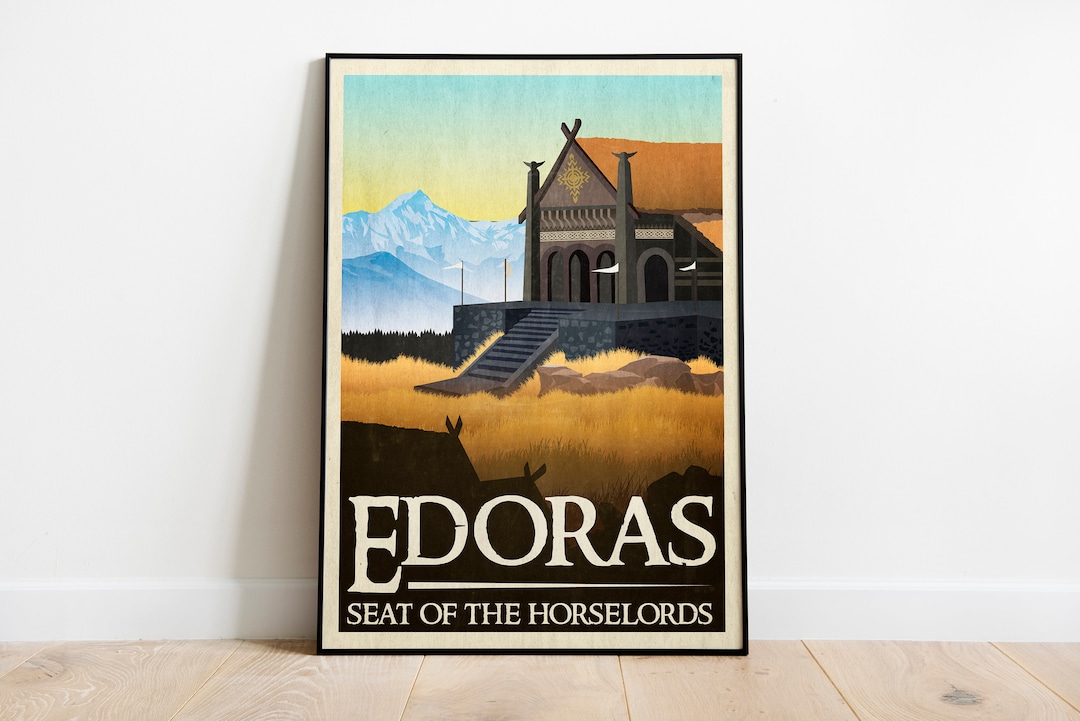 Lord of the Rings Poster Retro Travel Print Postcard - Edoras Rohan - Birthday Wedding ...