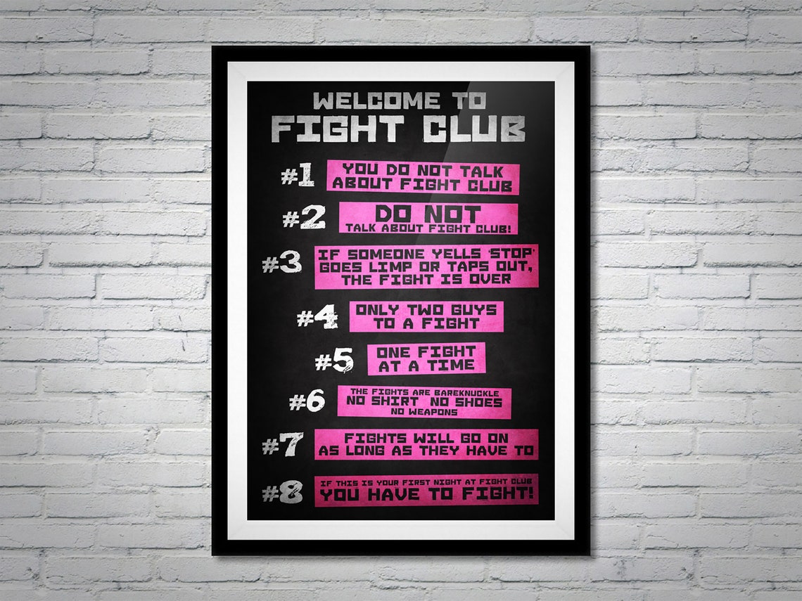 Fight Club Rules Movie Poster Print Home Decor Retro Ad Wall - Etsy