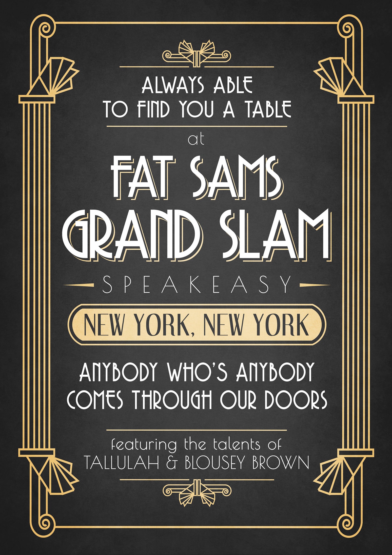 Fat Sam's Grand Slam Bar Sign Bugsy Malone Movie Poster - Etsy UK