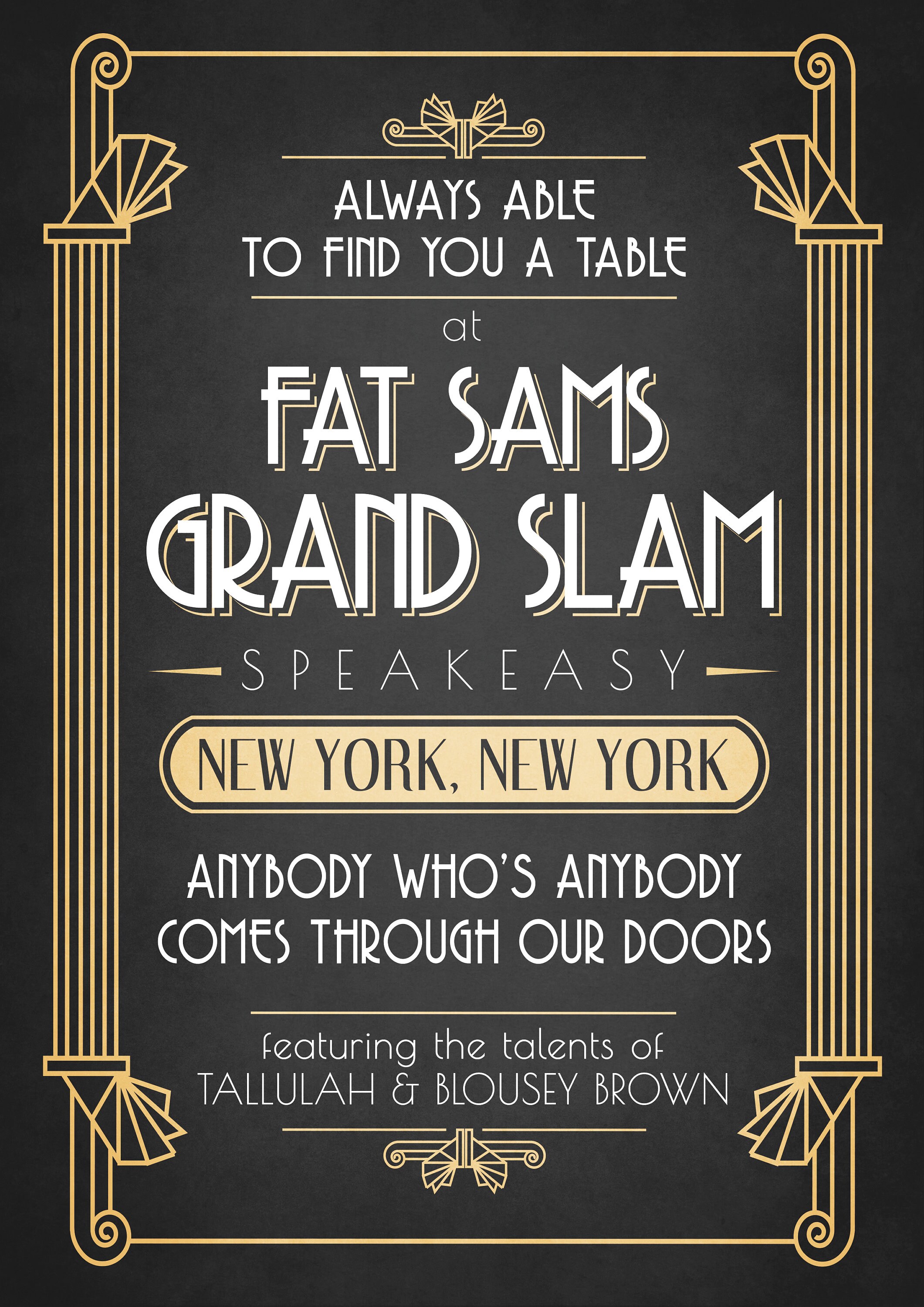 Fat Sam's Grand Slam Bar Sign Bugsy Malone Movie Poster - Etsy UK