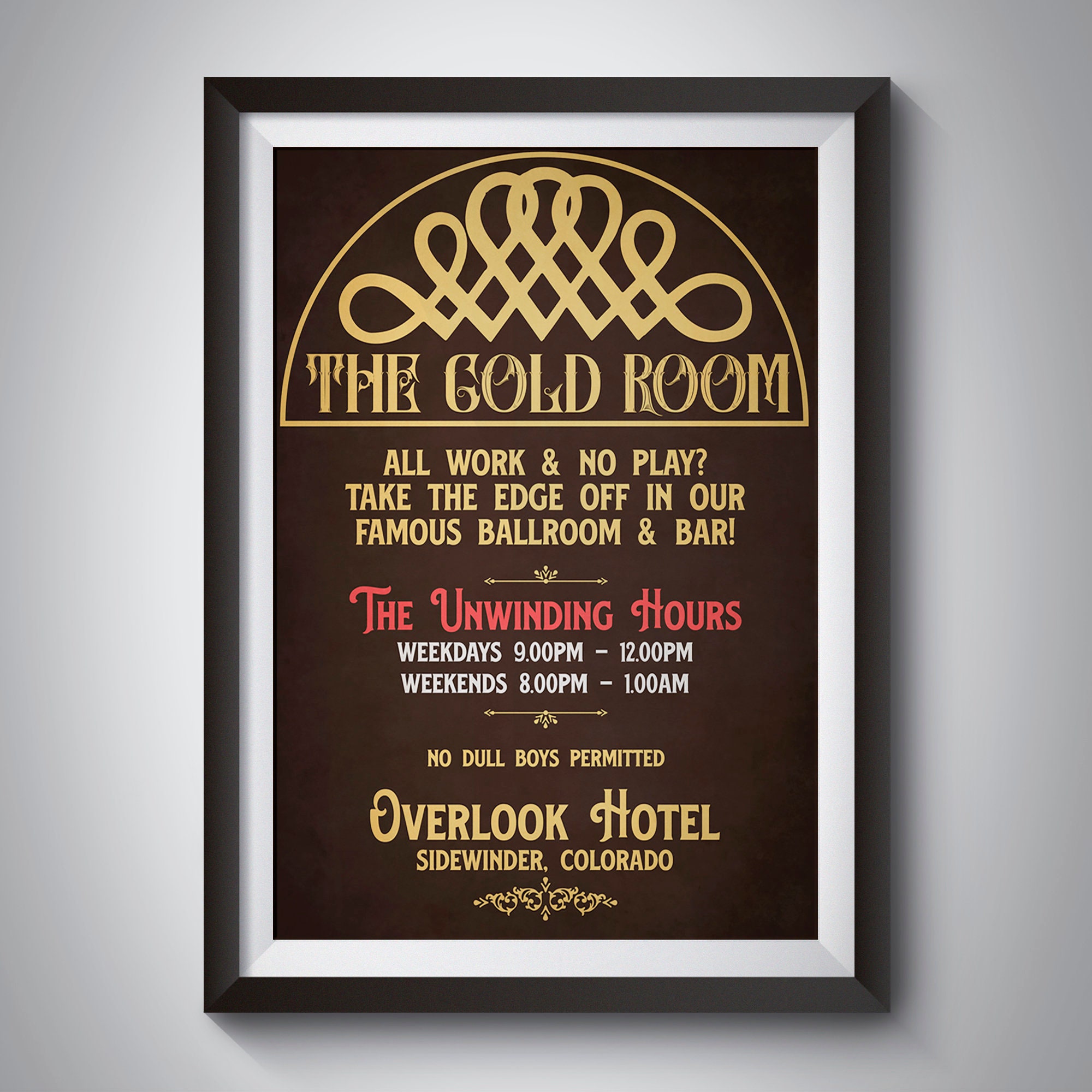 The Shining Gold Room Overlook Hotel Bar Sign Movie Poster
