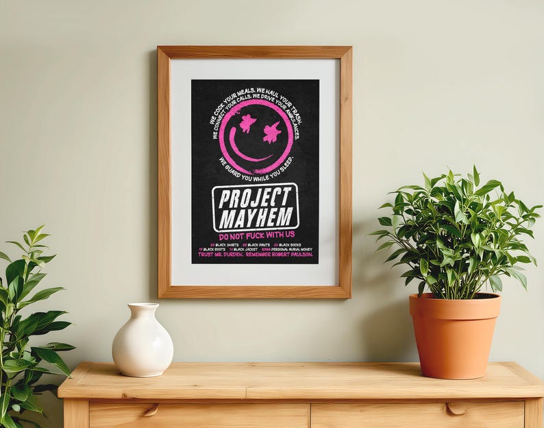 Fight Club Movie Poster: Tyler Durden Project Mayhem Retro Ad Home ...