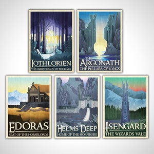 Lord of the Rings Poster Retro Travel Print Postcard Set - Fellowship ...
