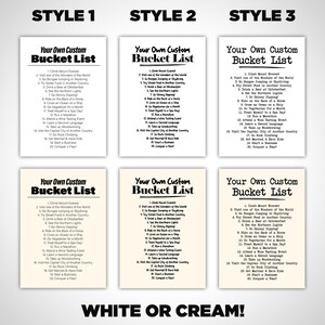 Personalised Bucket List Print Poster Custom Holiday Birthday Wedding ...