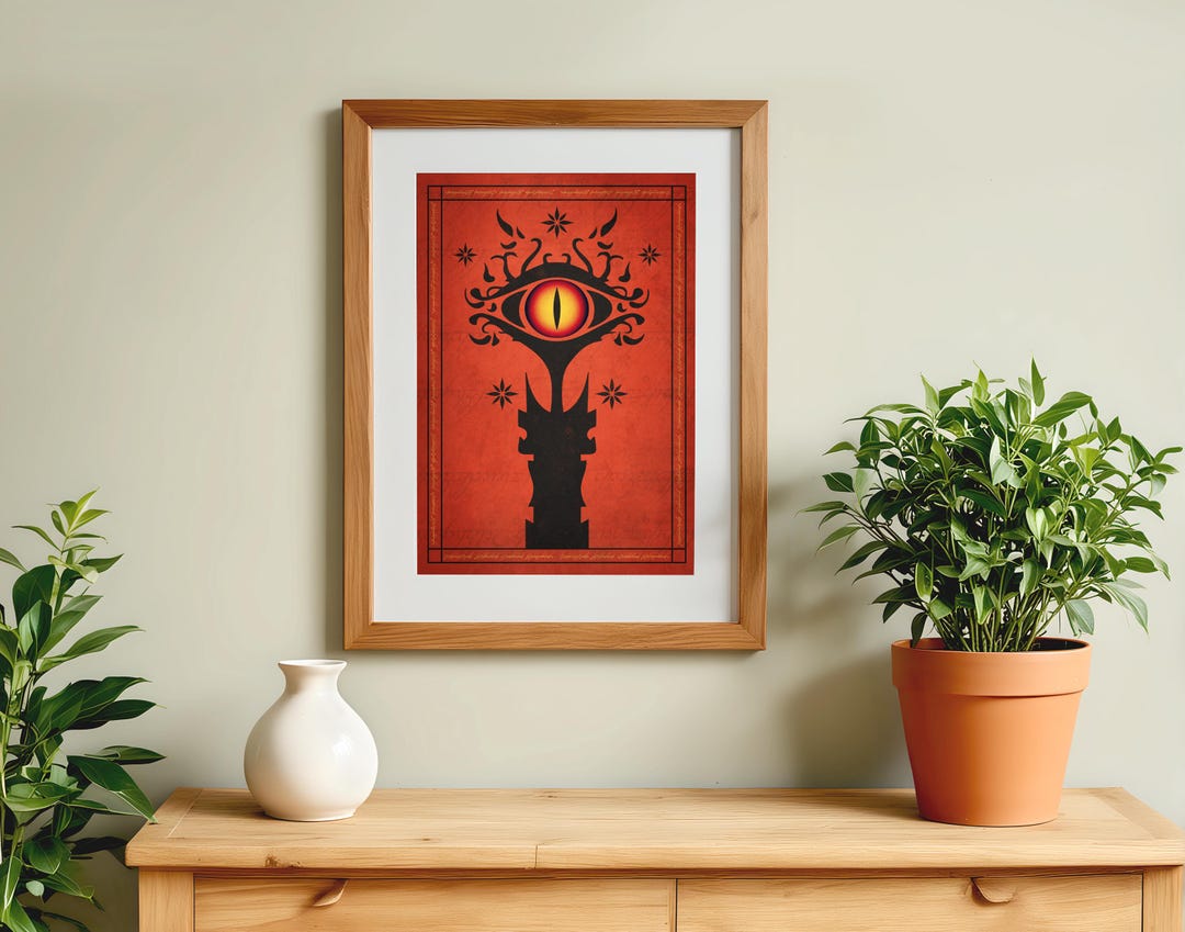 Lord of the Rings Movie Poster: Sauron Eye Mordor Banner Retro Tolkien ...