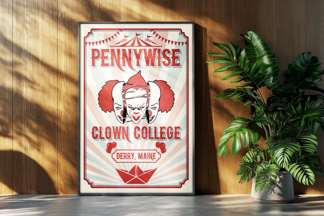 Stephen King's IT Movie Poster: Pennywise Clown College Retro Ad Home ...