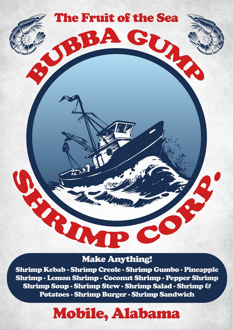 Forrest Gump Movie Poster Bubba Gump Shrimp Print Home Decor - Etsy Canada