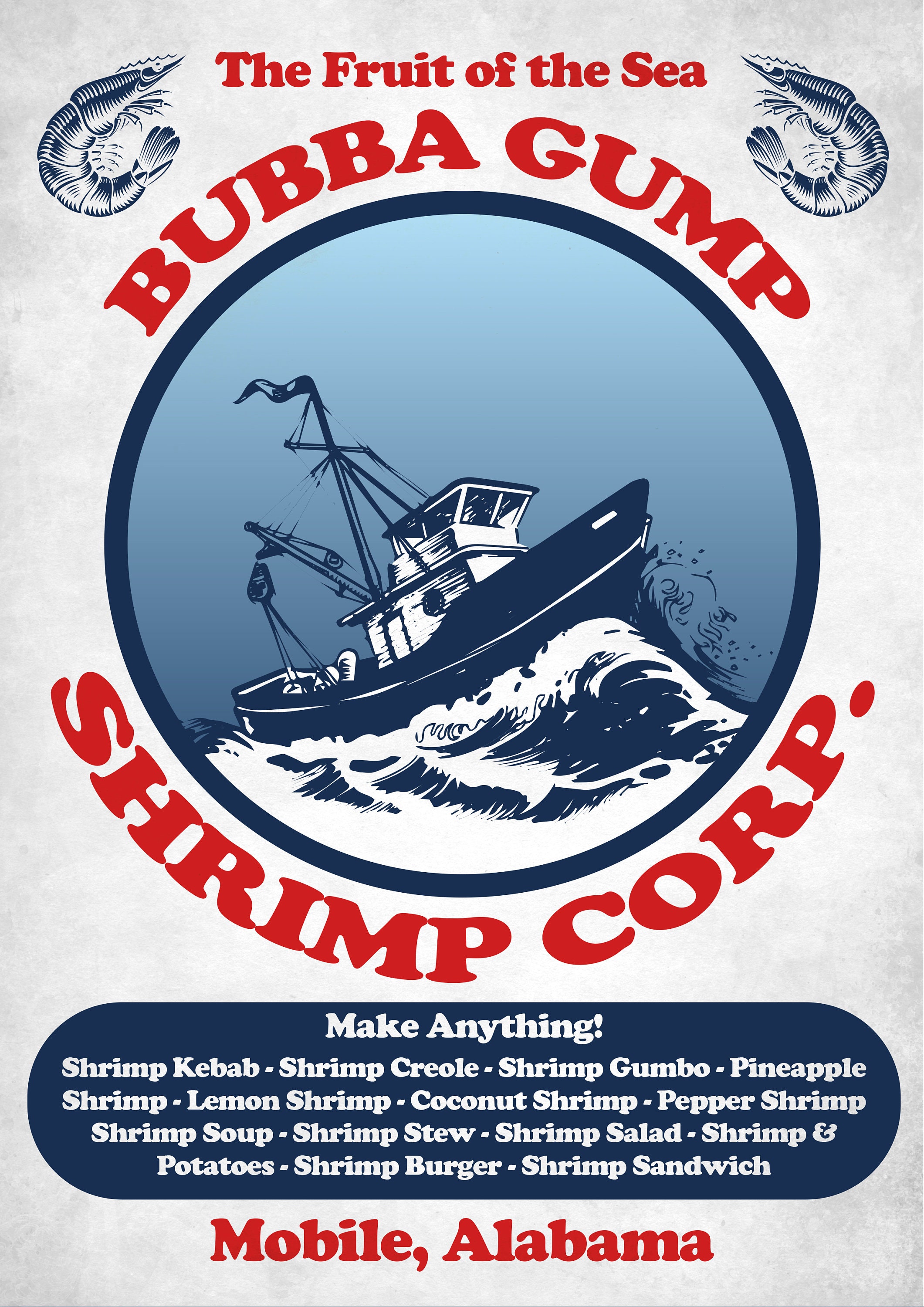 Forrest Gump Movie Poster Bubba Gump Shrimp Print Home Decor - Etsy Canada