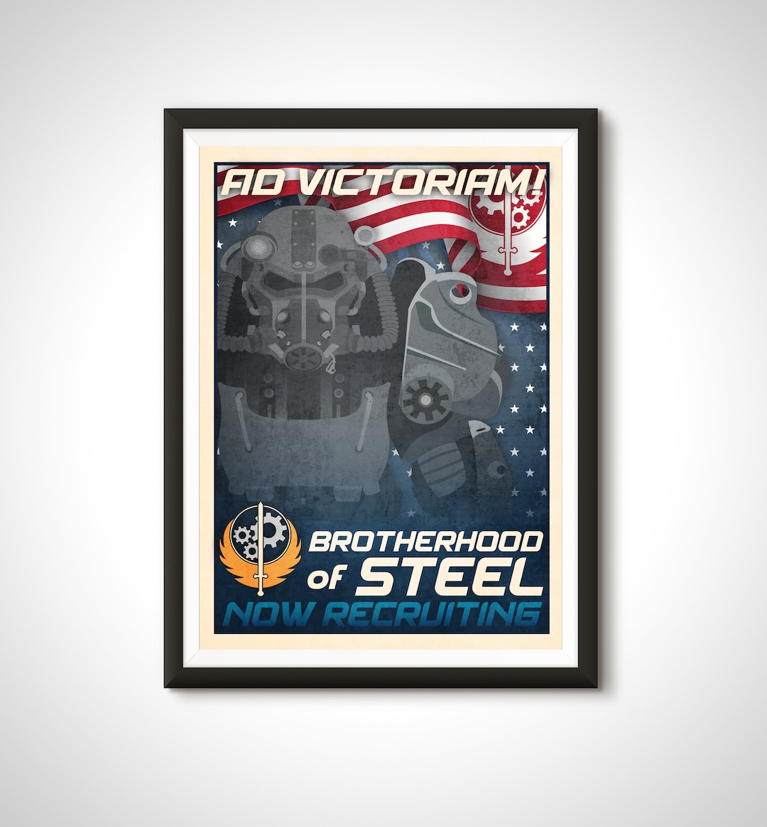 Fallout Game Poster Brotherhood of Steel Advert Gaming Print Home Decor ...