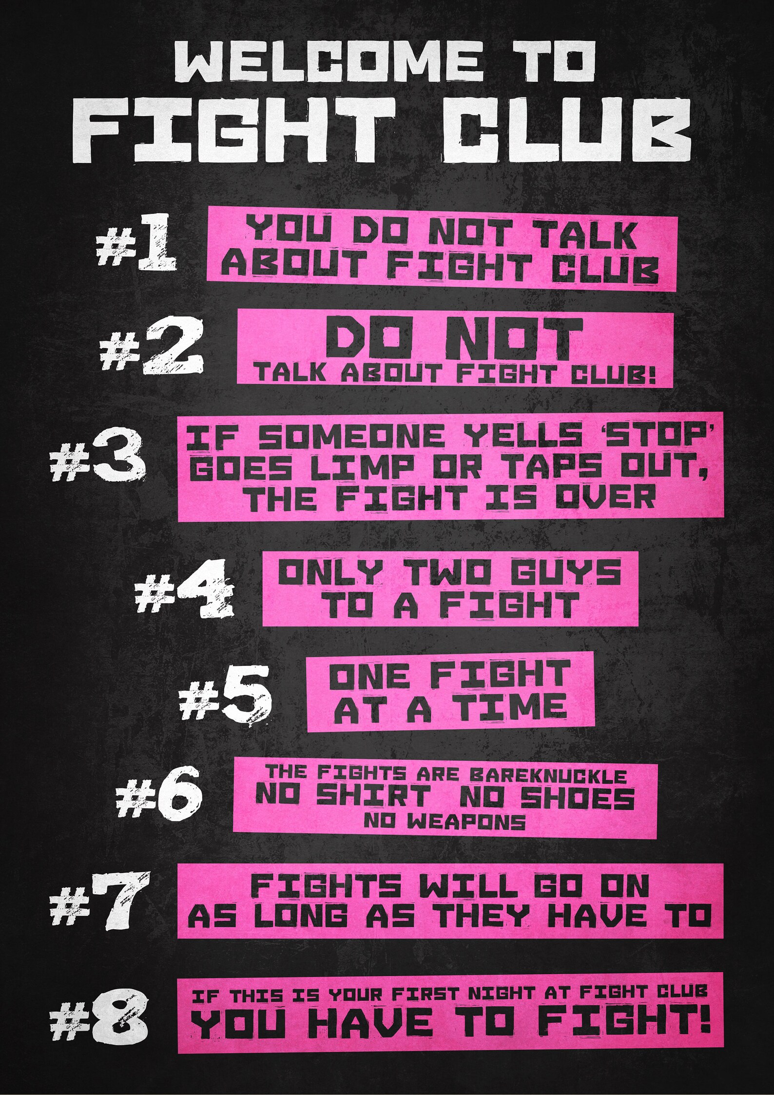 Fight Club Rules Movie Poster Print Home Decor Retro Ad Wall - Etsy