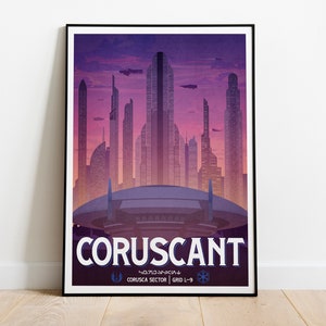 Star Wars Poster Retro Travel Print Postcard - Coruscant - Birthday ...