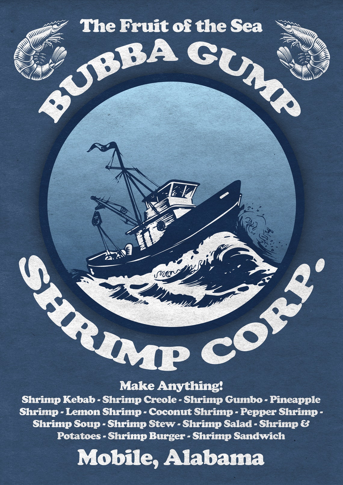 Forrest Gump Movie Poster Bubba Gump Shrimp Print Home Decor - Etsy