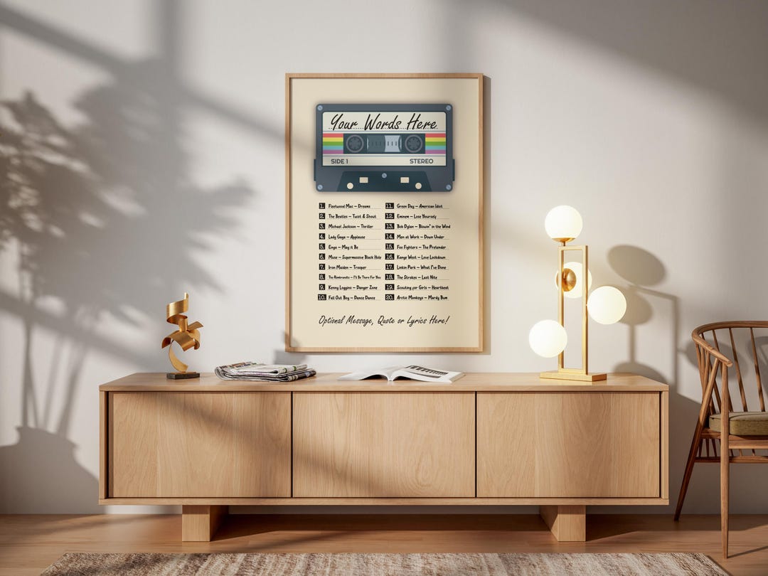 Custom Poster: Personalized Mixtape Cassette Tape Wall Art Home Decor ...