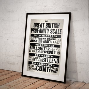 Funny British Profanity Swear Poster Inspirational Typography Quote ...