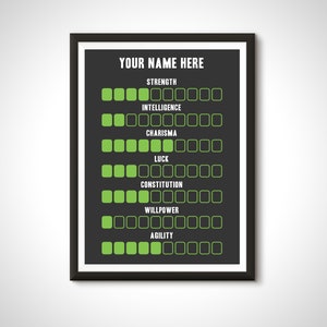 RPG Gaming Stats Custom Poster Character Creation Typography Quote ...