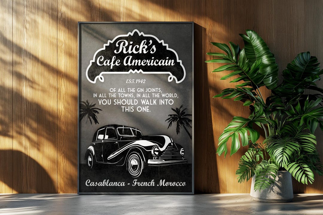 Casablanca Movie Poster: Ricks Cafe Americain Retro Kitchen Bar Sign ...