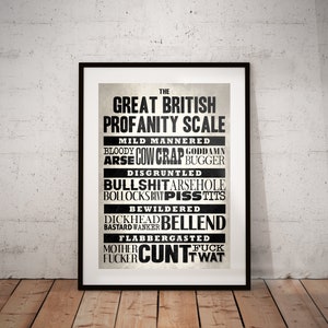 Funny British Profanity Swear Poster Inspirational Typography Quote ...