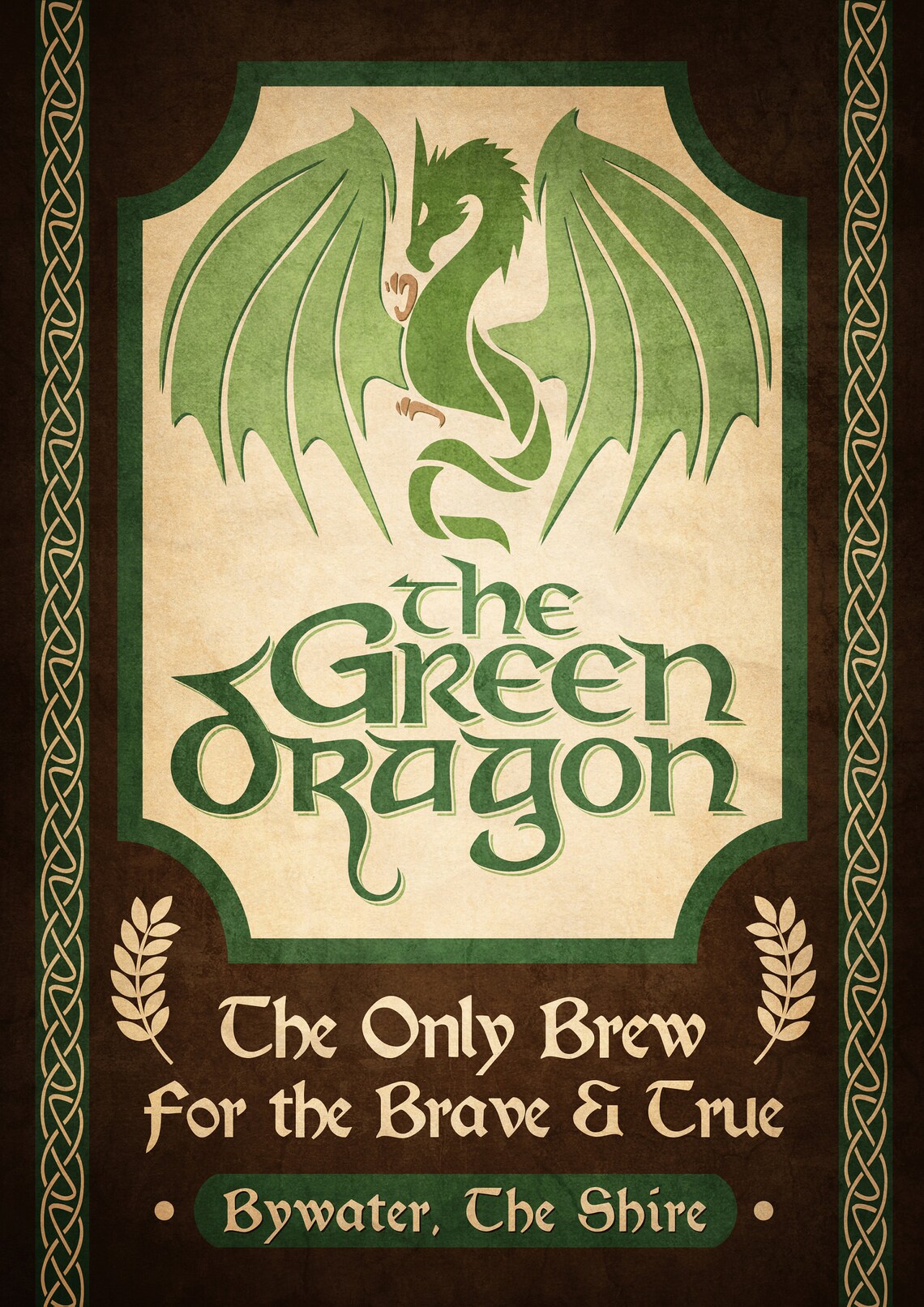 Green Dragon Bar Sign Lord of the Rings Movie Poster Print - Etsy UK