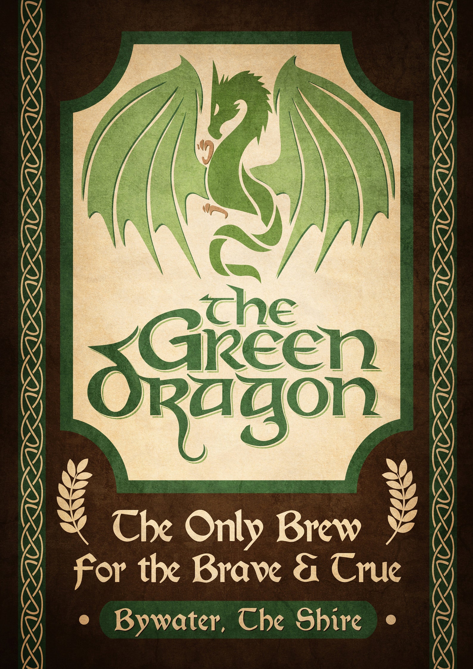Green Dragon Bar Sign Lord of the Rings Movie Poster Print - Etsy UK