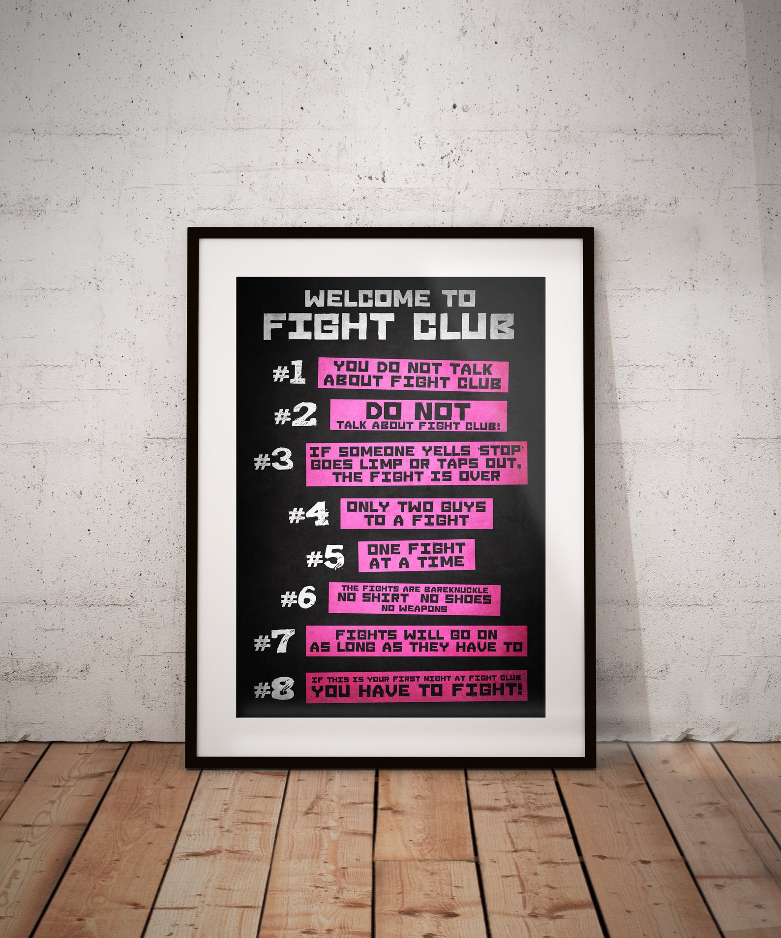 Fight Club Rules Movie Poster Print Home Decor Retro Ad Wall - Etsy