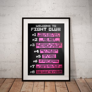 Fight Club Rules Movie Poster Print - Home Decor Retro Ad Wall Art Gift ...