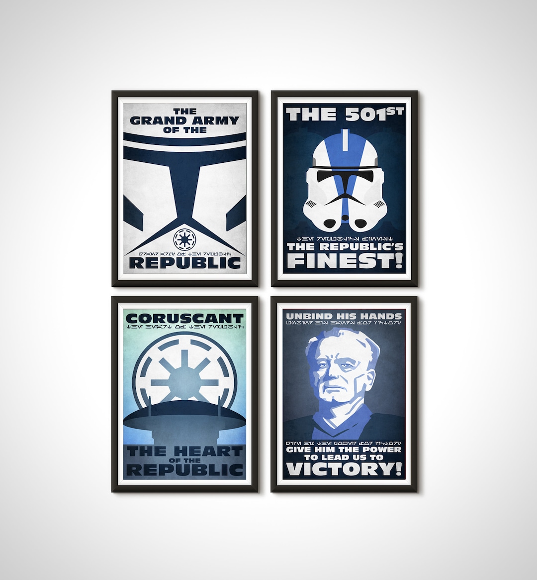 Star Wars Propaganda Poster Set: Galactic Republic Clone Retro Ad Wall ...