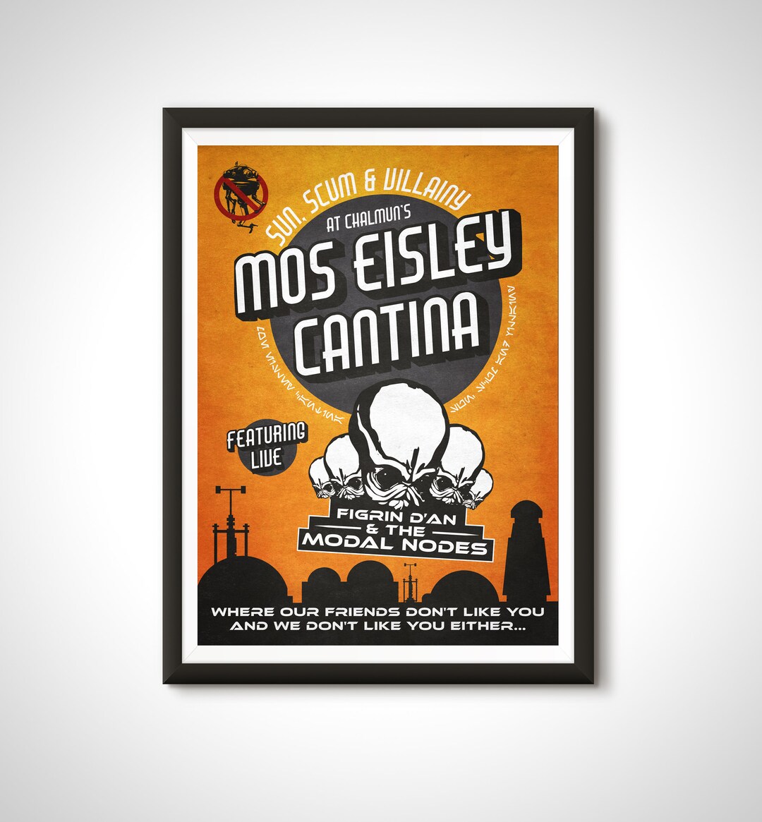 Mos Eisley Cantina Bar Sign Star Wars Tatooine Movie Poster Print ...