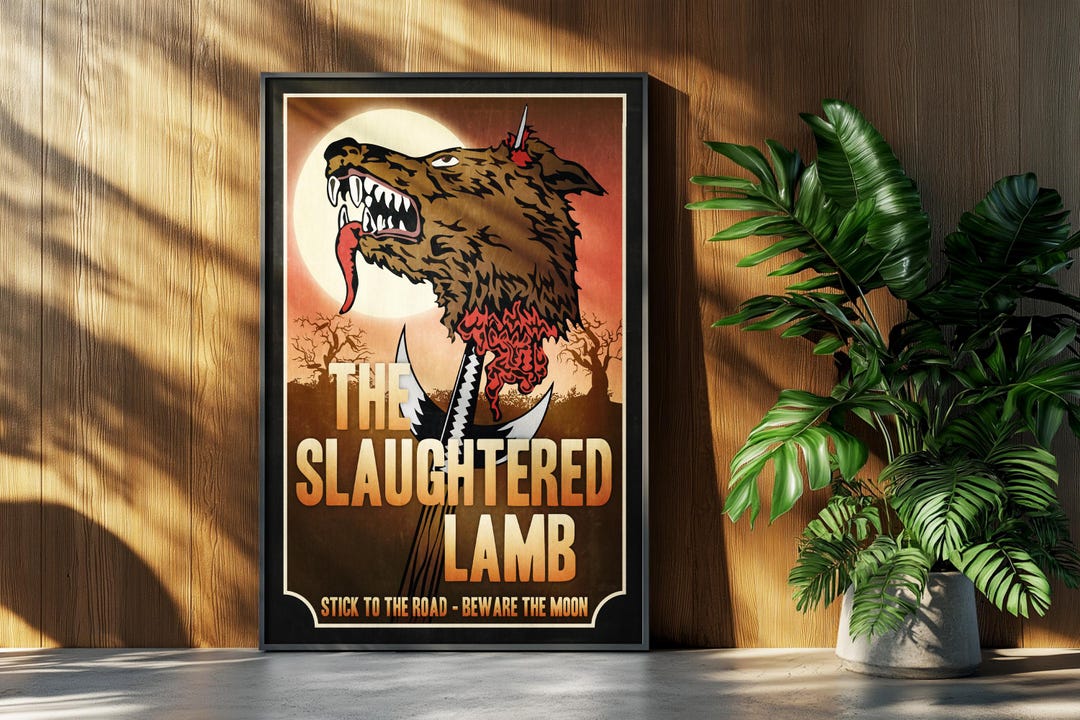 American Werewolf Movie Poster: Slaughtered Lamb Retro Kitchen Bar Sign ...