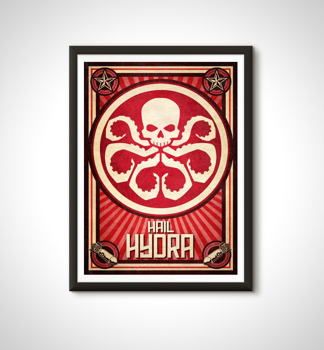 Avengers Movie Poster Hail Hydra Propaganda Print - Marvel MCU Home ...