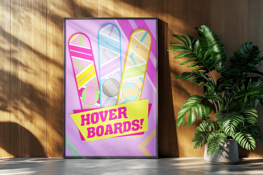 Back to the Future Poster: Hoverboard Marty Mcfly 80s Retro Wall Art ...